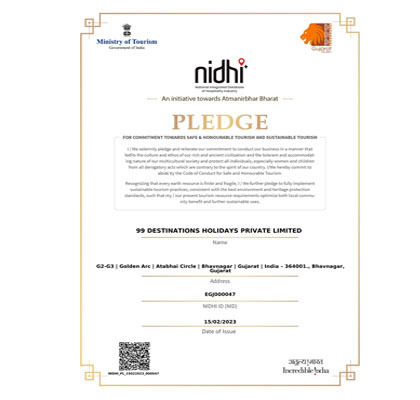 Certificates | 99 DESTINATIONS HOLIDAYS PVT. LTD.